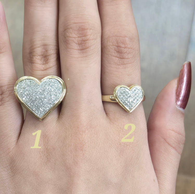 10k Gold Diamond Heart Ring, Diamond Ring, Women's Gold Ring, Promise ...