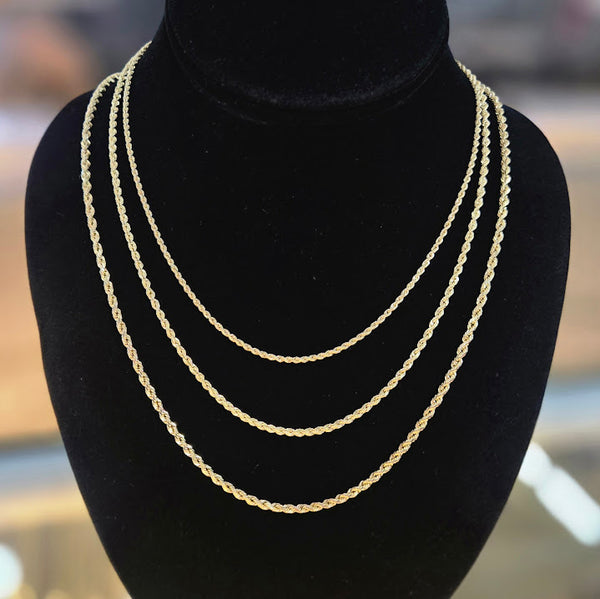 10k Yellow Gold Rope Chain, Thin Rope Chain, Women's Gold Chain, Girl ...