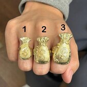 10k Gold Small Money Bag Ring,Gold Money Ring, Gold Dollar Sign Bag Ri ...