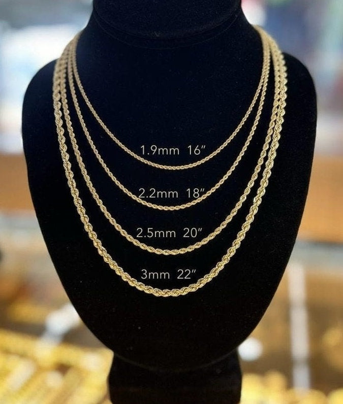 10k Yellow Gold Rope Chain, Thin Rope Chain, Women's Gold Chain, Girl ...